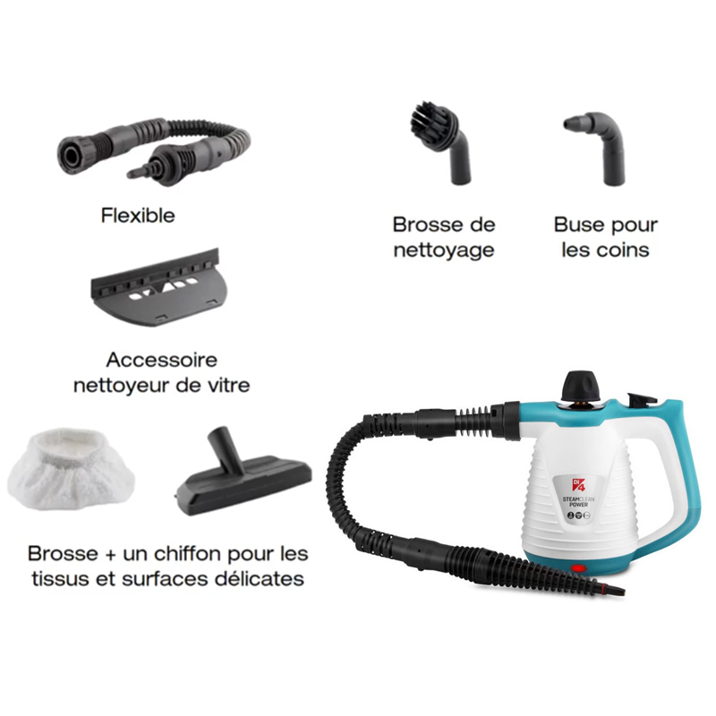 NETTOYEUR VAPEUR PORTABLE DI4 STEAM CLEAN / 1050 W / BLANC & BLEU - EGM