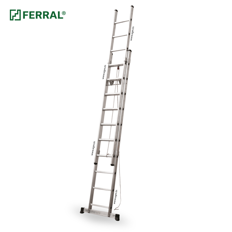 Echelle DOUBLE en aluminium coulissant a corde FERRAL - EGM