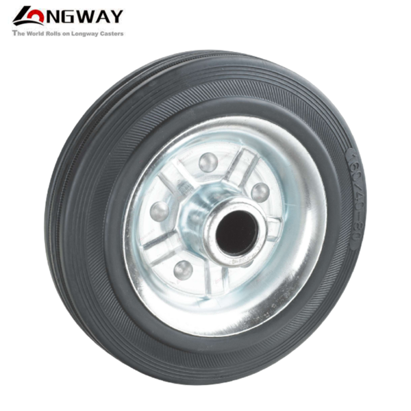 ROUE FIXE SIMPLE EN CAOUTCHOUC NOIR NOYAU EN ACIER A-01 | EGM