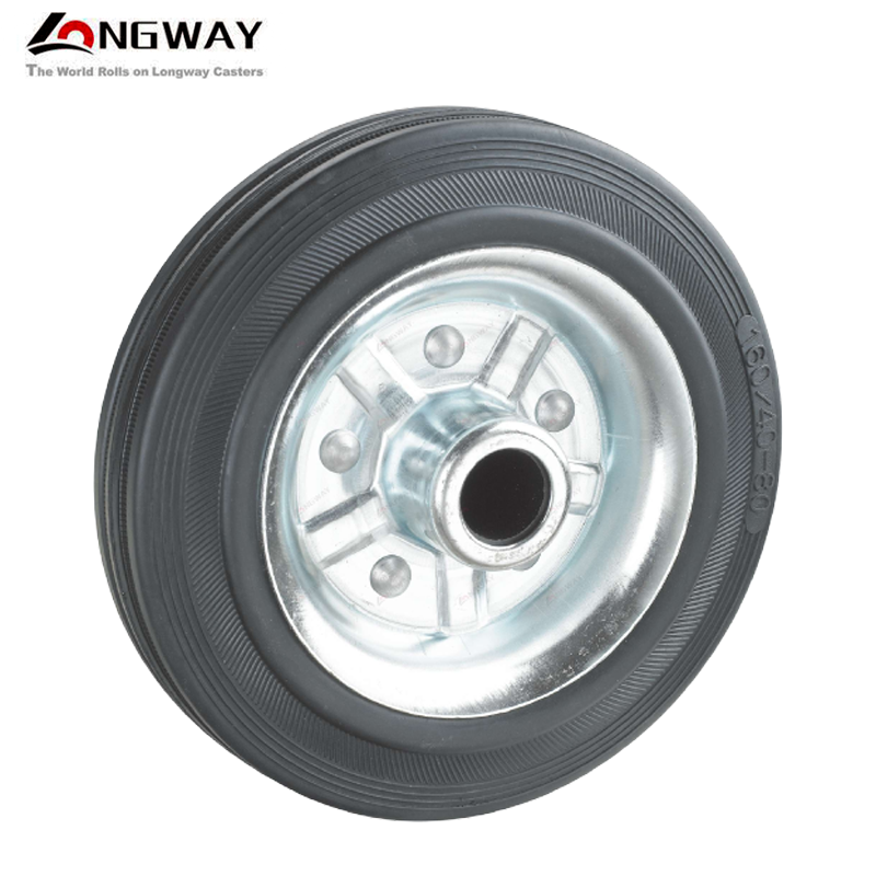 ROUE FIXE SIMPLE EN CAOUTCHOUC NOIR NOYAU EN ACIER A-01 | EGM