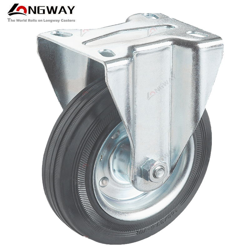 ROUE SUR PLAQUE EN CAOUTCHOUC NOIR NOYAU EN ACIER A-02 | EGM