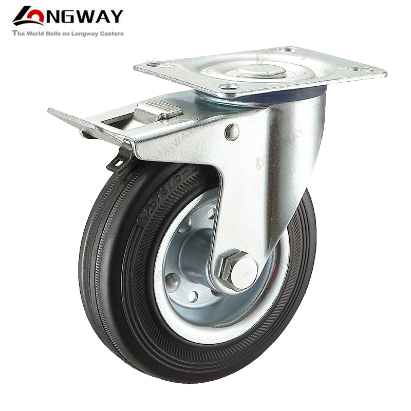 Roue pivotante Noir sur plaque a frein A-04 | EGM