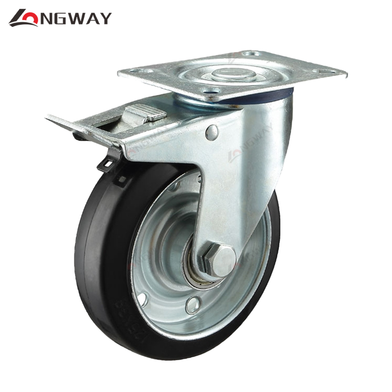 Roue pivotante a frein en caoutchouc, acier a roulement AZ-04 | EGM