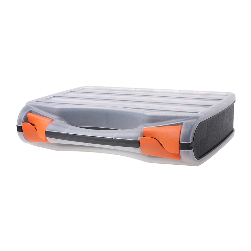 BOITE DE RANGEMENT PLASTIQUE 2 COTES NOIR & ORANGE 32 CASSES MJ-TOOLS - EGM