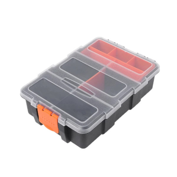 BOITE DE RANGEMENT PLASTIQUE NOIR & ORANGE 11 CASSES MJ-TOOLS | EGM