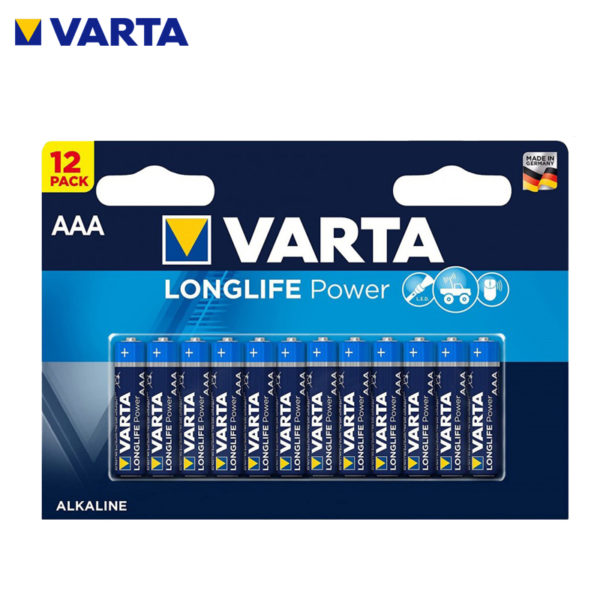 PACK 12 PILE ALKALINE LONG LIFE POWER AAA LR3 1.5V VARTA | EGM