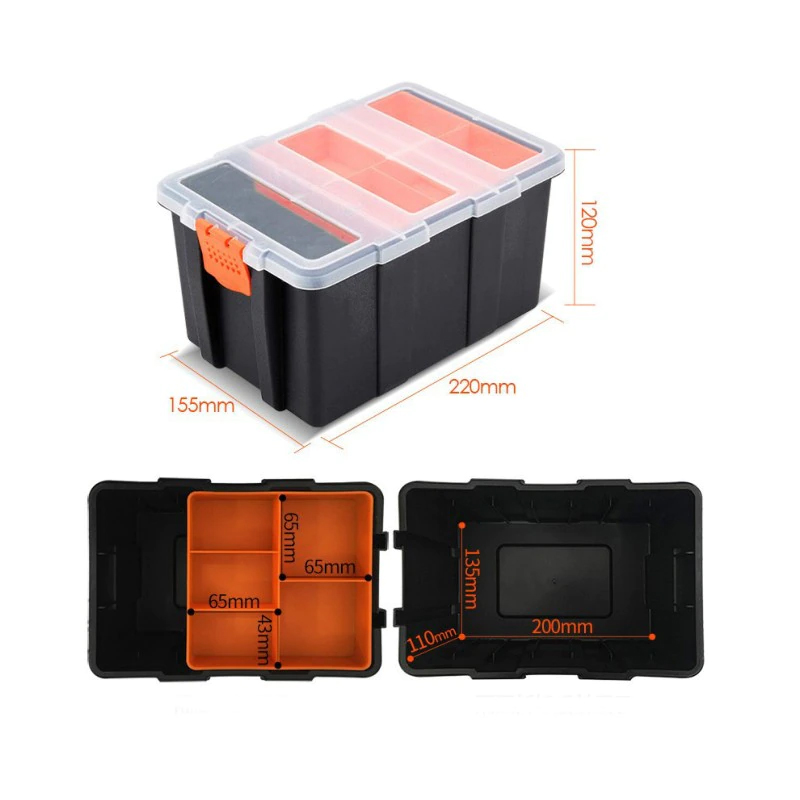 BOITE DE RANGEMENT PLASTIQUE NOIR & ORANGE 6 CASSES MJ-TOOLS | EGM
