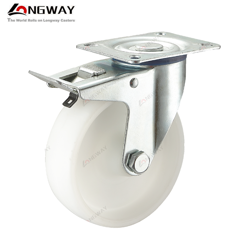 Roue sur plaque pivotante a frein en nylon AJ-04 | EGM