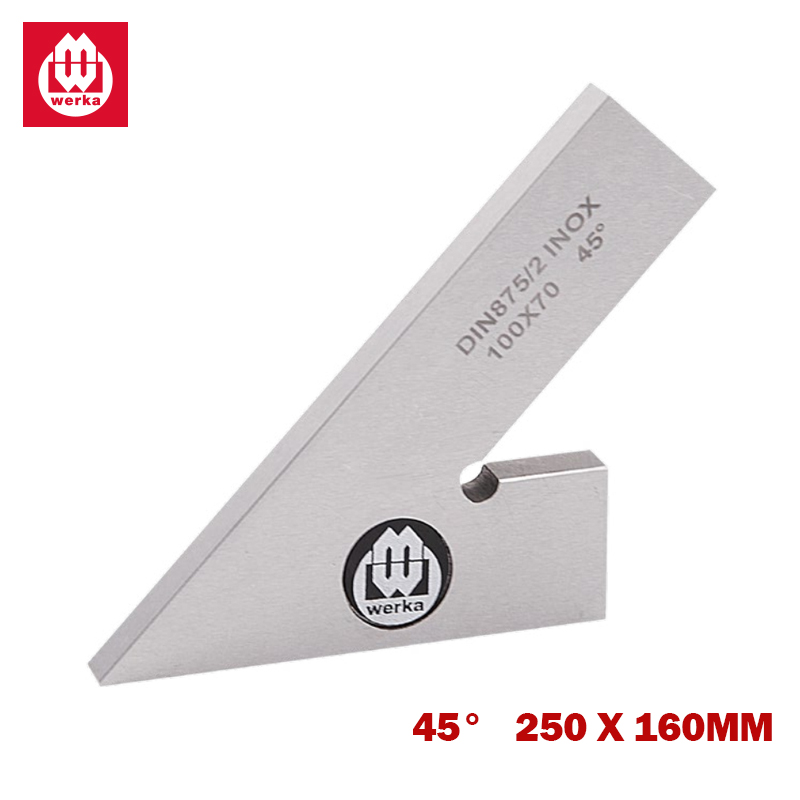 EQUERRE MECANIQUE ANGLE 45° 250X160MM DIN 875/2 INOX WERKA | EGM