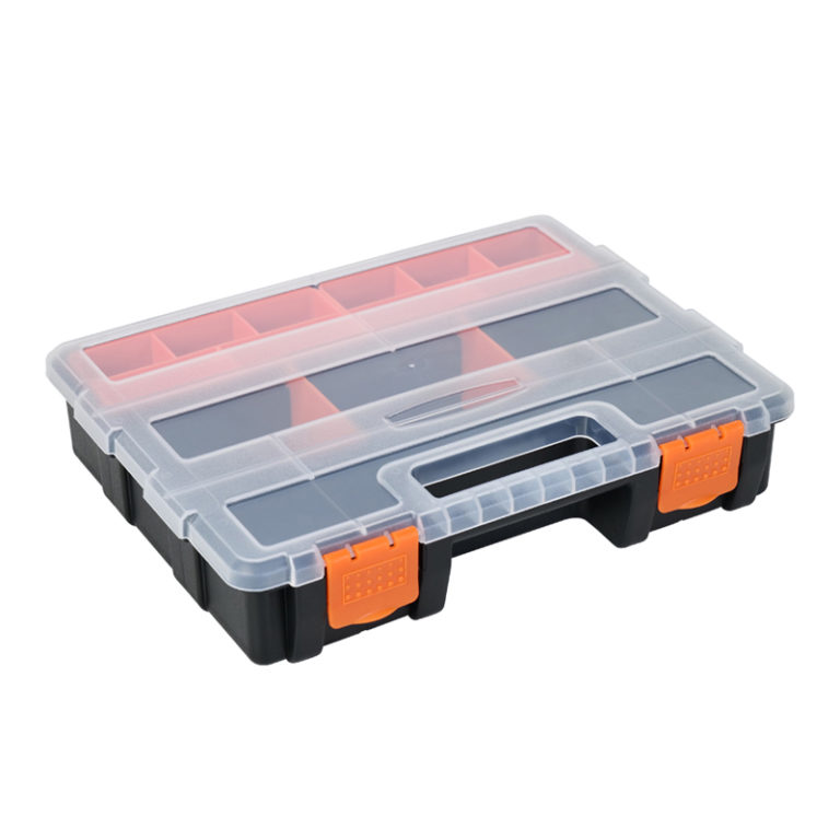 BOITE DE RANGEMENT PLASTIQUE NOIR & ORANGE 21 CASSES MJ-TOOLS | EGM