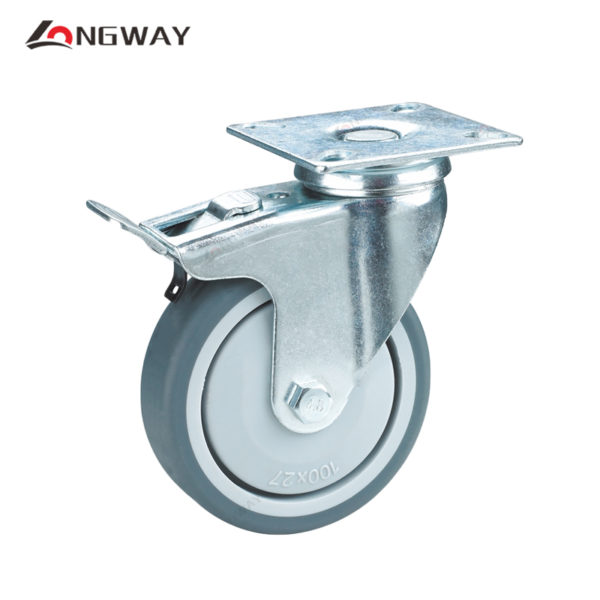 Roue pivotante a frein gris avec noyau PP, roulement à billes diamètre ...