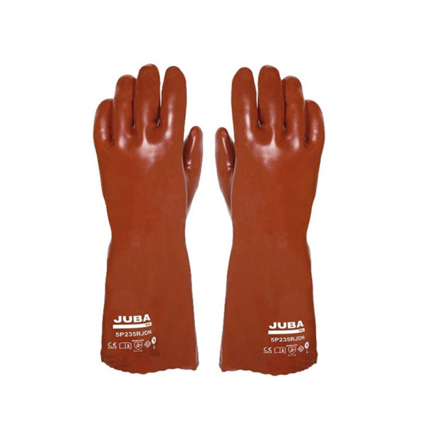 PAIRE GANT ANTI-ACIDE EN PVC ROUGE JUBA | EGM