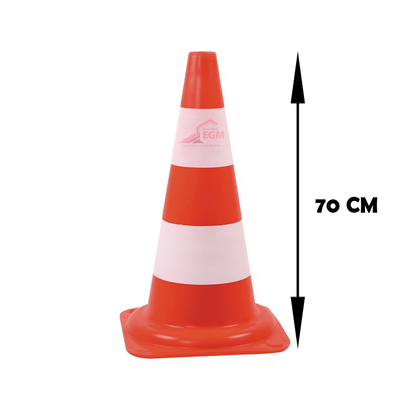 CÔNE DE CHANTIER 70 CM A BANDE FLUO | EGM