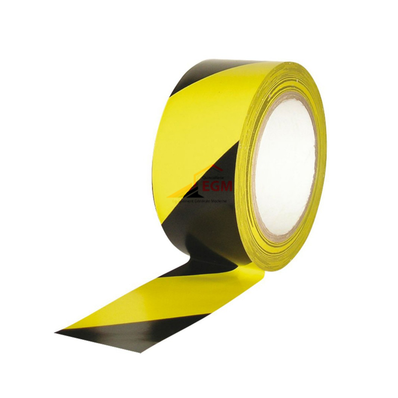 ROULEAU RUBAN 50MMX25M SIGNALISATION ADESIF JAUNE ET NOIR | EGM