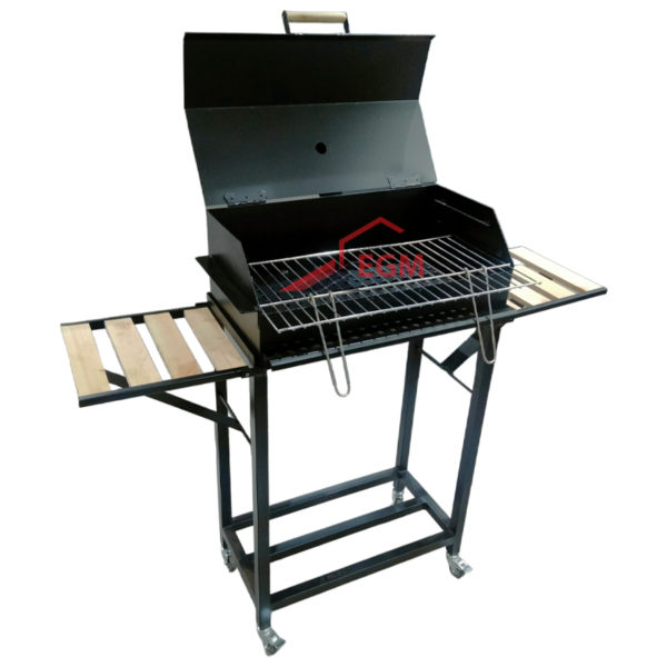 BARBECUE A CHARBON AVEC 2 ETAGERES EN BOIS G.M | EGM
