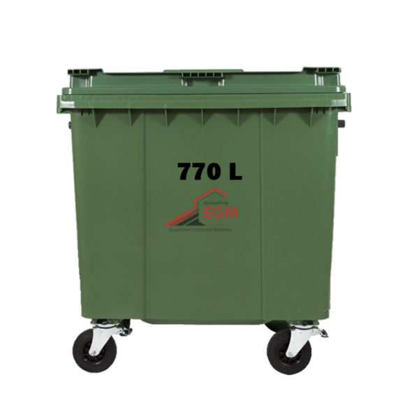 POUBELLE EN POLYÉTHYLÈNE AVEC COUVERCLE 770L 4 ROUE | EGM