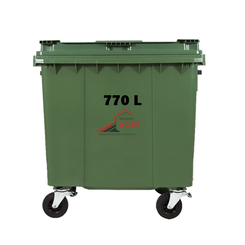 POUBELLE EN POLYÉTHYLÈNE AVEC COUVERCLE 770L 4 ROUE | EGM