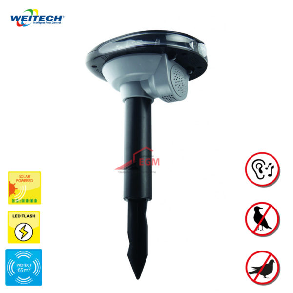 REPULSIF ELECTRONIQUE SOLAIRE SONIC ANTI OISEAUX IP44 65M2 WEITECH | EGM