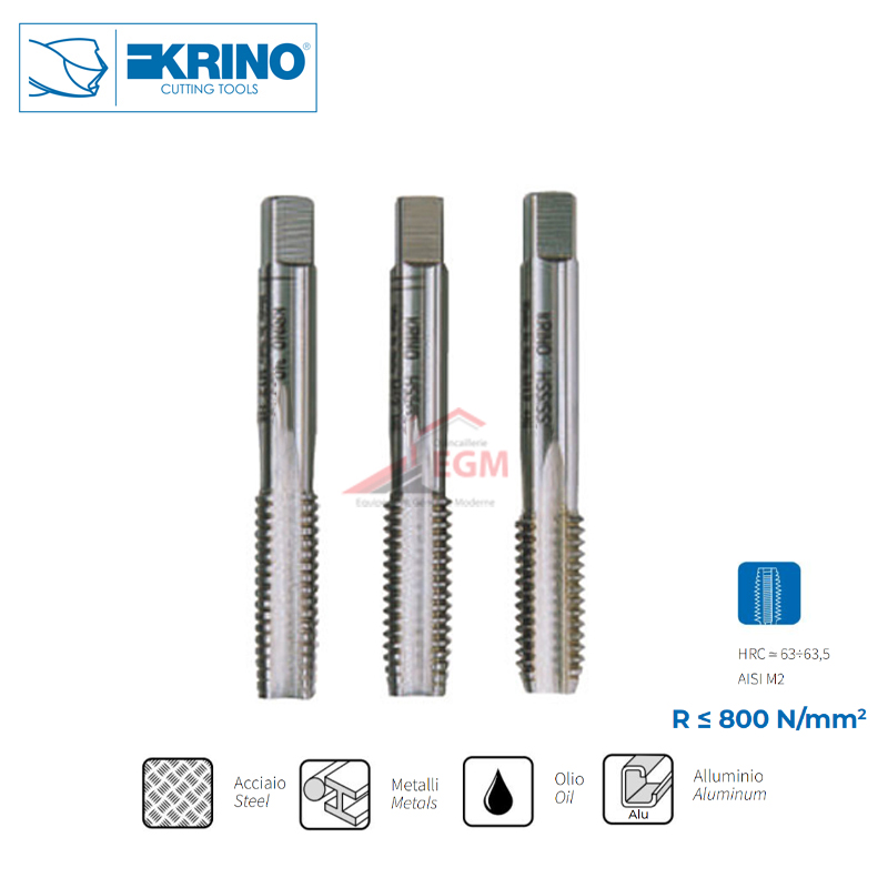 JEU DE 3 TARAUDS DIN 352 HSS-G UNC KRINO | EGM