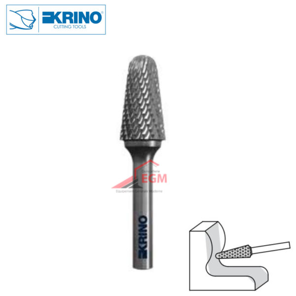 FRAISE ROTATIVE CARBURE HM4 FORME CONIQUE TETE SPHERIQUE KRINO | EGM