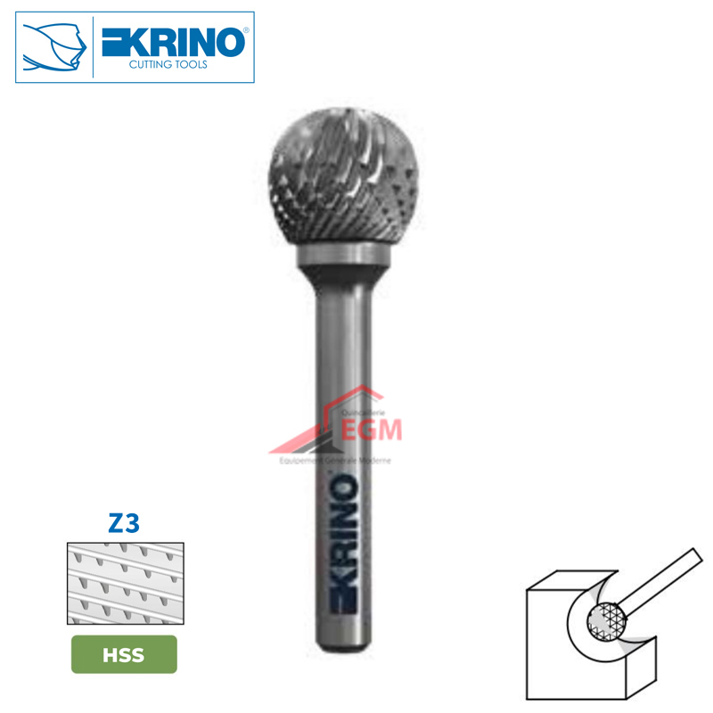 FRAISE HSS ROTATIVE BOULE SPHERIQUE Z3 KRINO | EGM