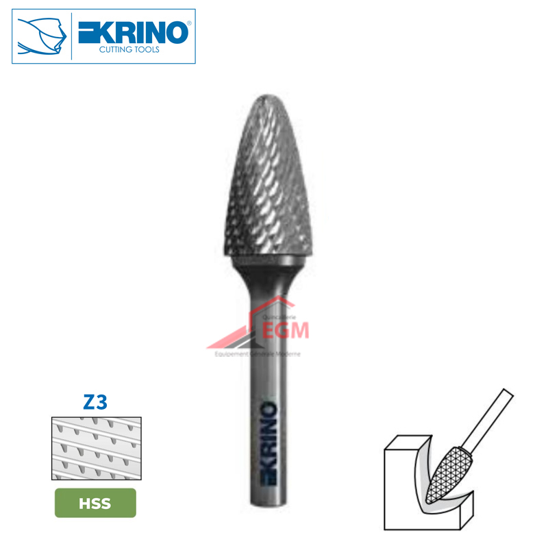 FRAISE HSS ROTATIVE FLAME CONIQUE Z3 KRINO | EGM
