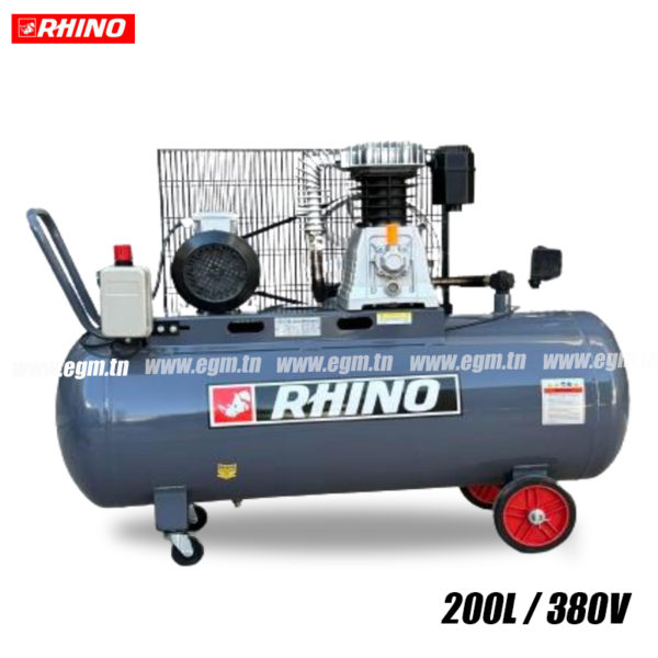 COMPRESSEUR D'AIR 200L 4.0HP DOUBLE PISTON 380V RHINO | EGM