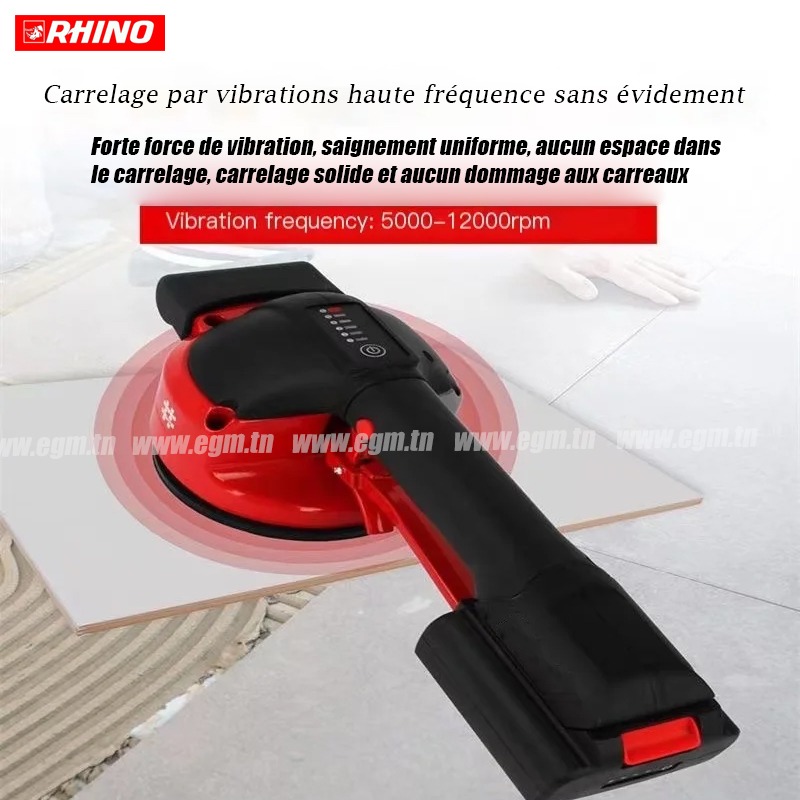 VENTOUSE DE POSE CARREAUX VIBRANTE A 2 BATTERIE 16.8V RHINO | EGM