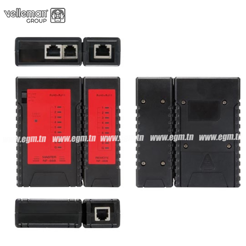 TESTEUR DE CABLES LAN, RJ45, RJ11, RJ12 VELLEMAN | EGM