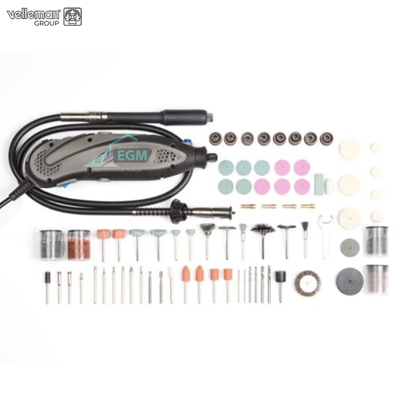 MINI PERCEUSE ELECTRIQUE AVEC FLEXIBLE ET 190 ACC 135W VELLEMAN | EGM