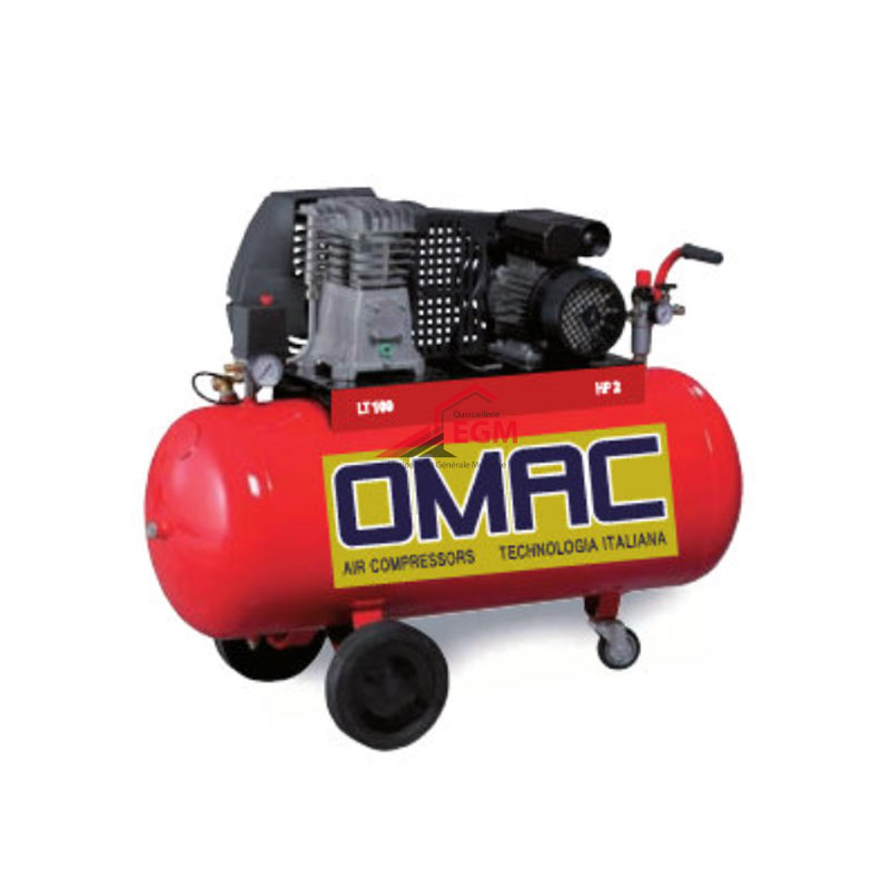 COMPRESSEUR AIR 100L 220V HP2 + M28 TETE ALUMINIUM OMAC | EGM