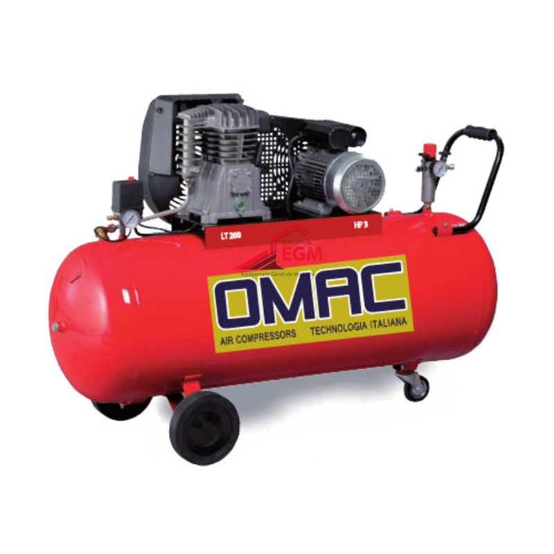 COMPRESSEUR AIR 200L 220V HP3 + MG30 TETE EN FONTE OMAC | EGM