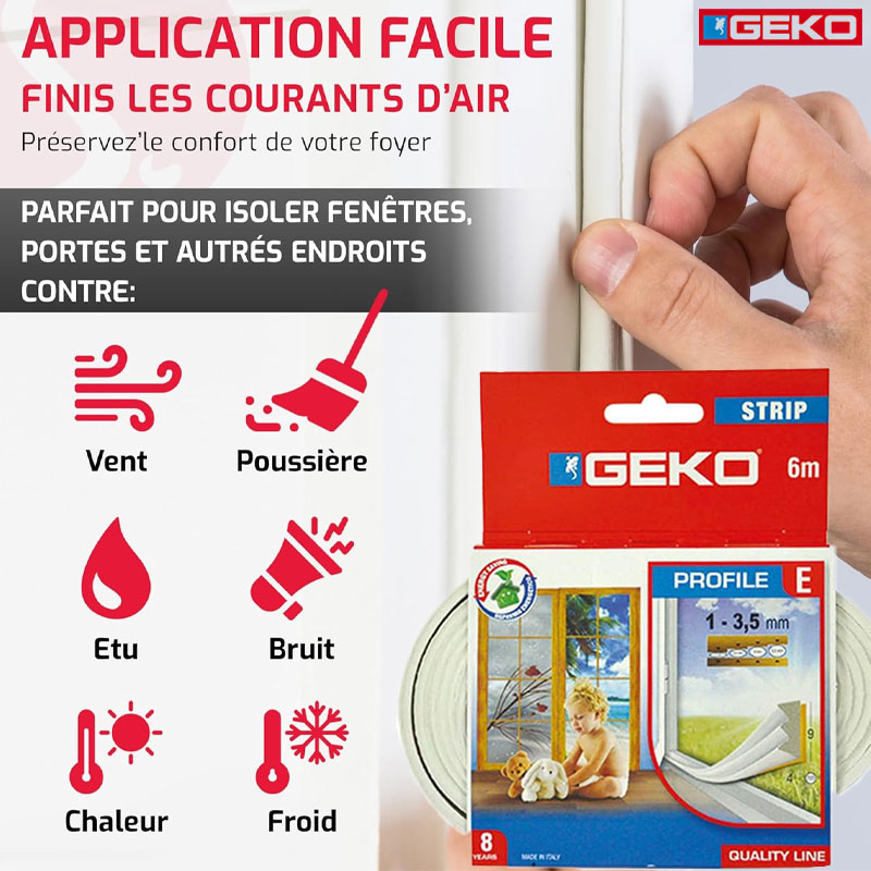 ROULEAU JOINT EN PVC POUR PROFIL 6 METRE GEKO | EGM